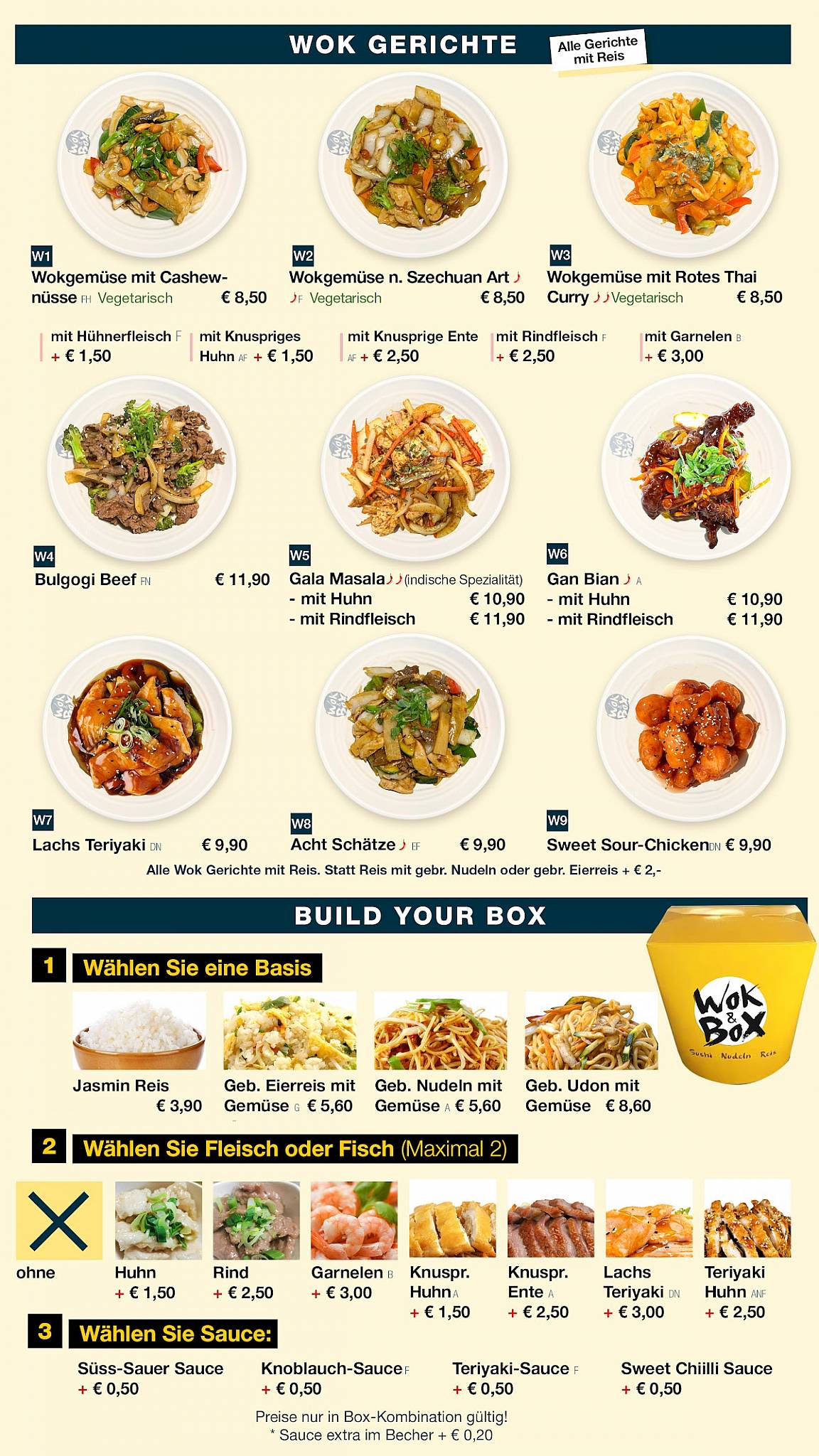 Speisekarte von Wok & Box (Stadtplatz) restaurant, Wels