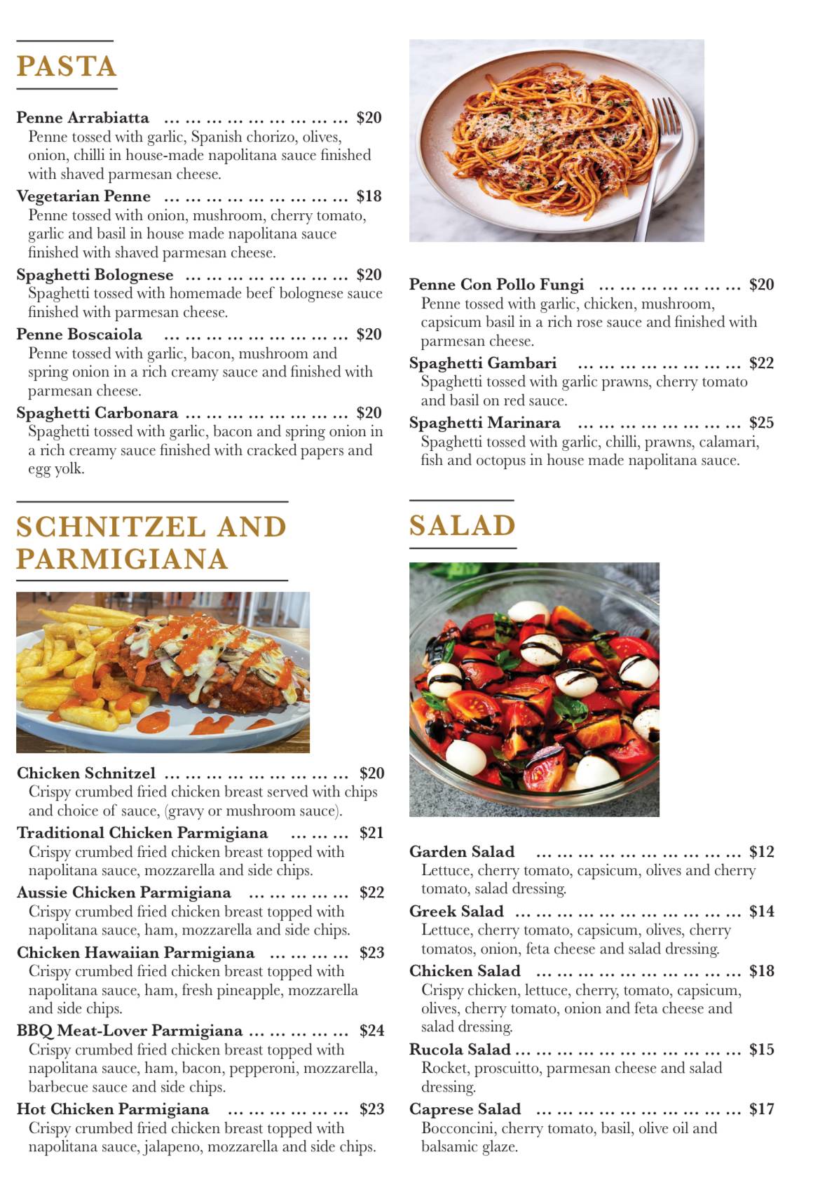 Menu at Wood Fired Pizza Bar, Hope Valley