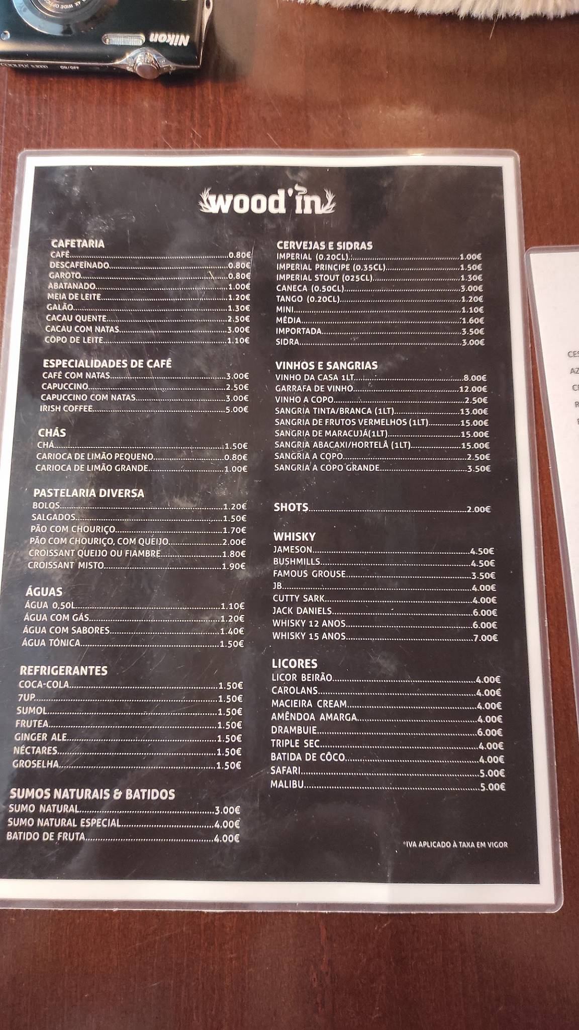 Menu em Wood'in pub & Bar, Queluz