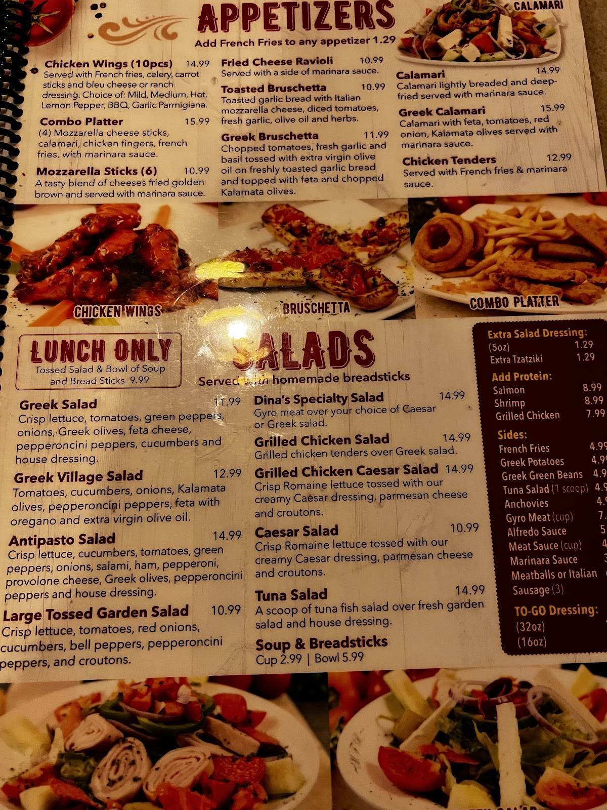 Menu at Dina's Family Italian Restaurant, Woodstock