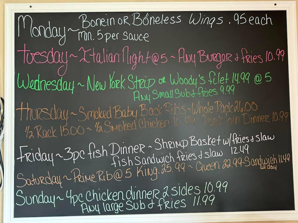 Menu at Woody’s at K-Ville restaurant, Kettlersville