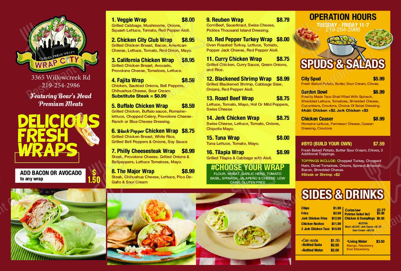 Menu at Wrap City, Portage, willowcreek rd