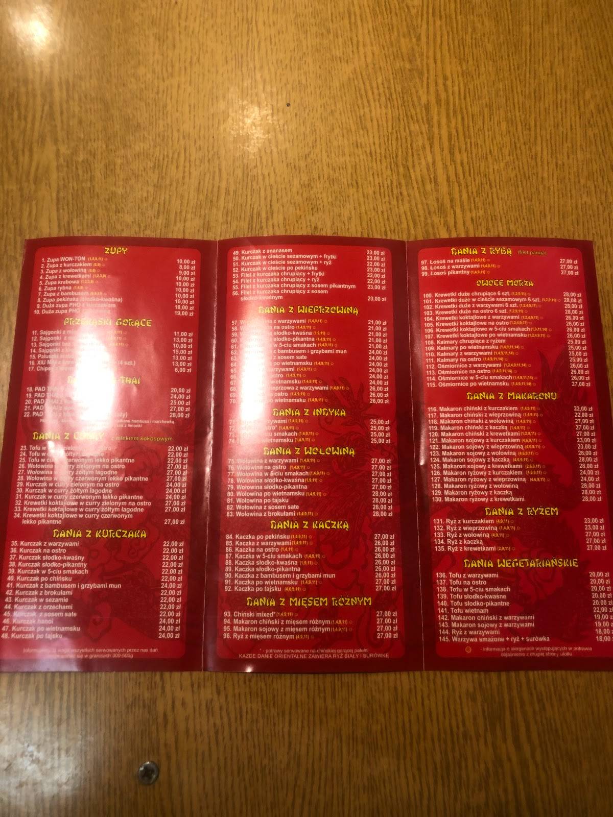 Menu at Ha-Noi 2 restaurant, Wrocław