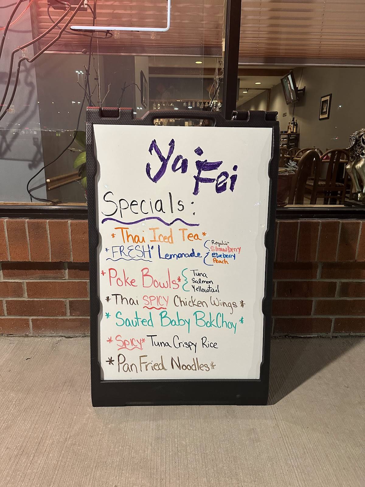 Menu at Ya Fei restaurant, Robinson Township, Park Manor Blvd