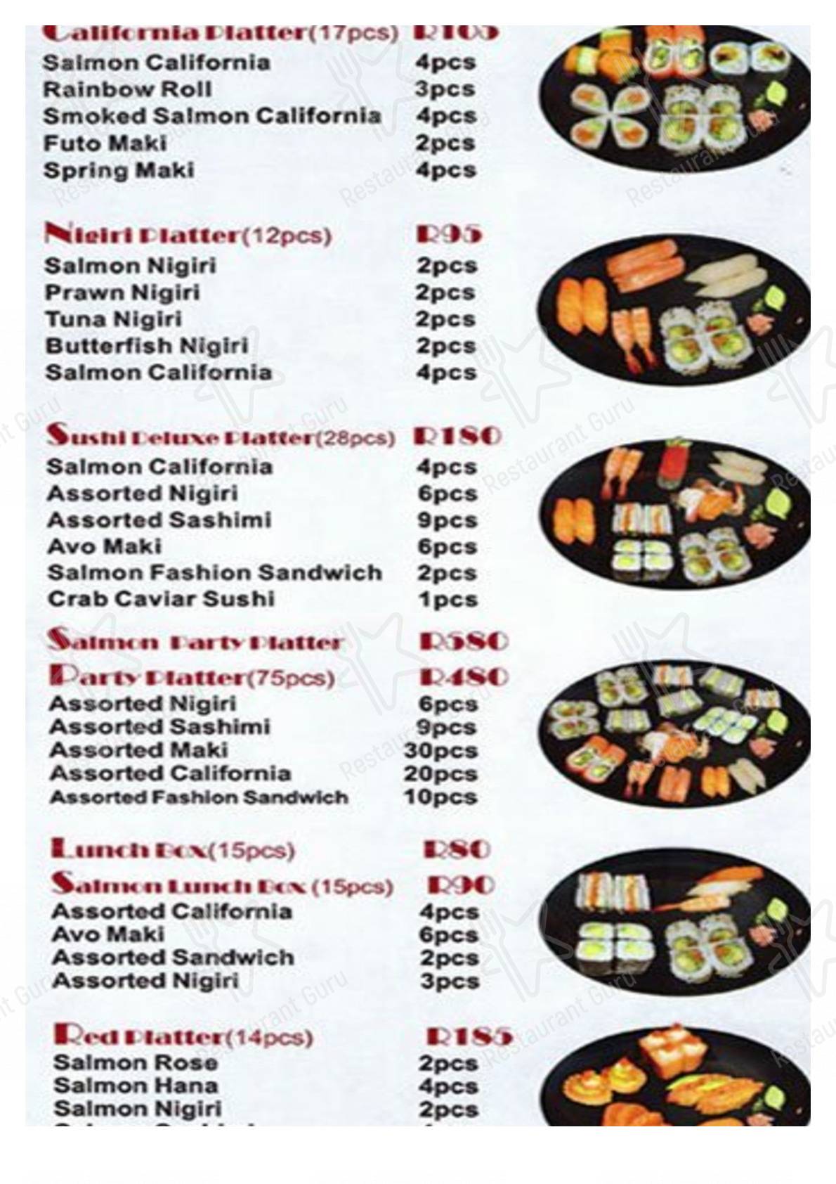 Menu at Yamakado Sushi Restaurant Fourways, Sandton