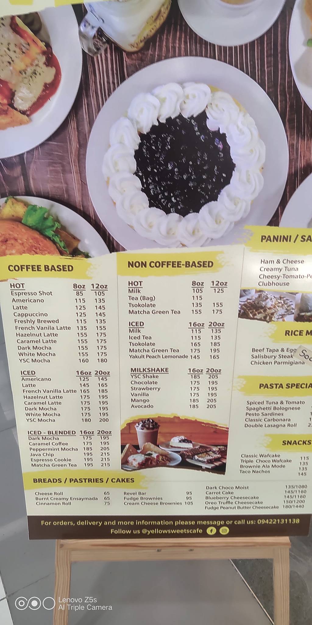 Menu at Yellow Sweet Café cafe, Santa Rosa