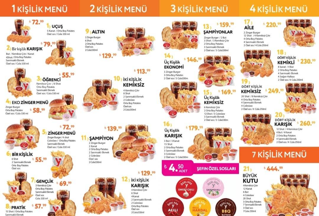 Menu at Yeni Tavuk-Kadikoy, Istanbul