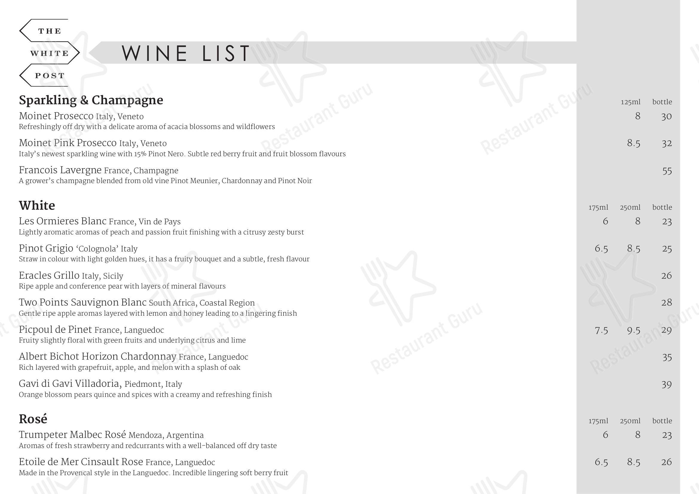 Menu at The White Post pub & bar, Yeovil