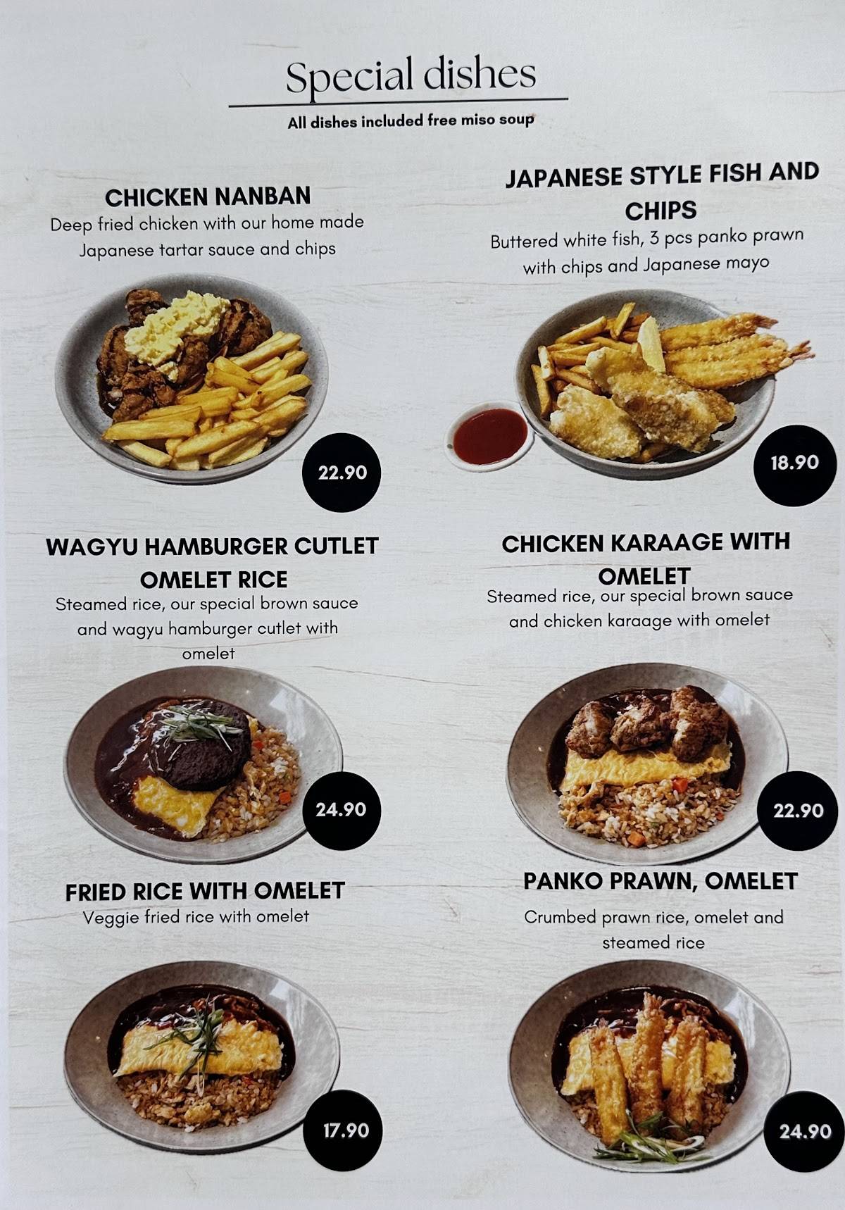 Menu at Yo-Sho Japanese Eatery restaurant, Port Melbourne