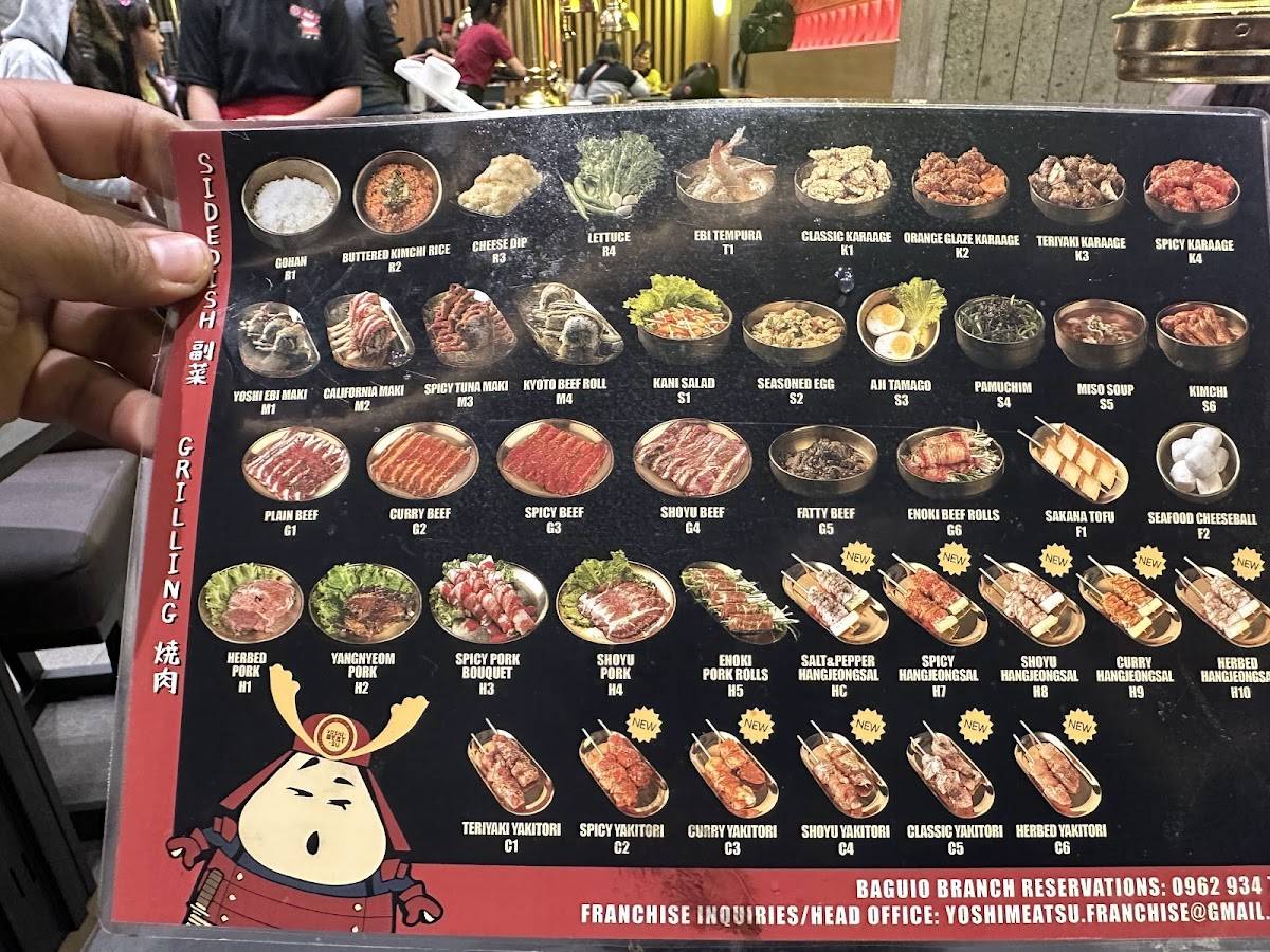 Menu at Yoshimeatsu Baguio restaurant, Baguio