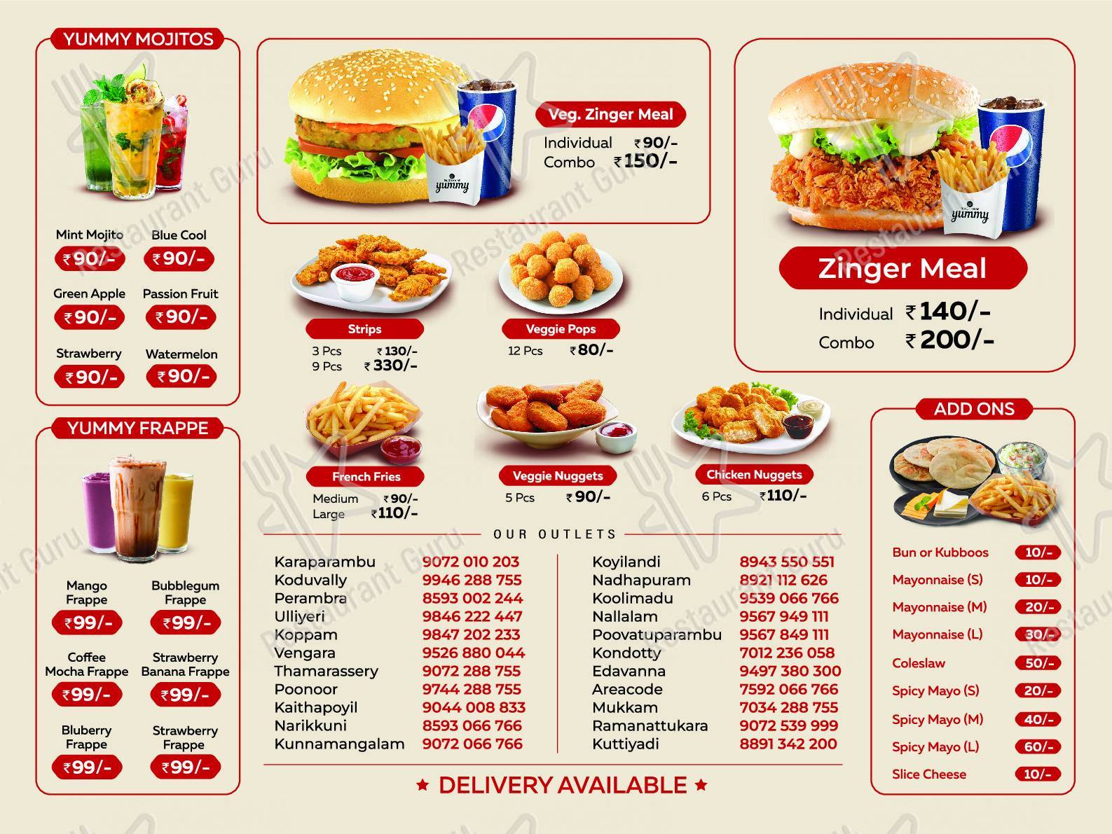 Menu at Yummy Fried Chicken Karaparamba, Kozhikode