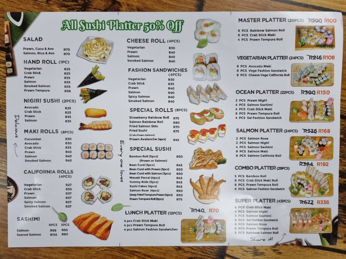 Menu at Yummy Kitchen Kroonstad restaurant, South Africa