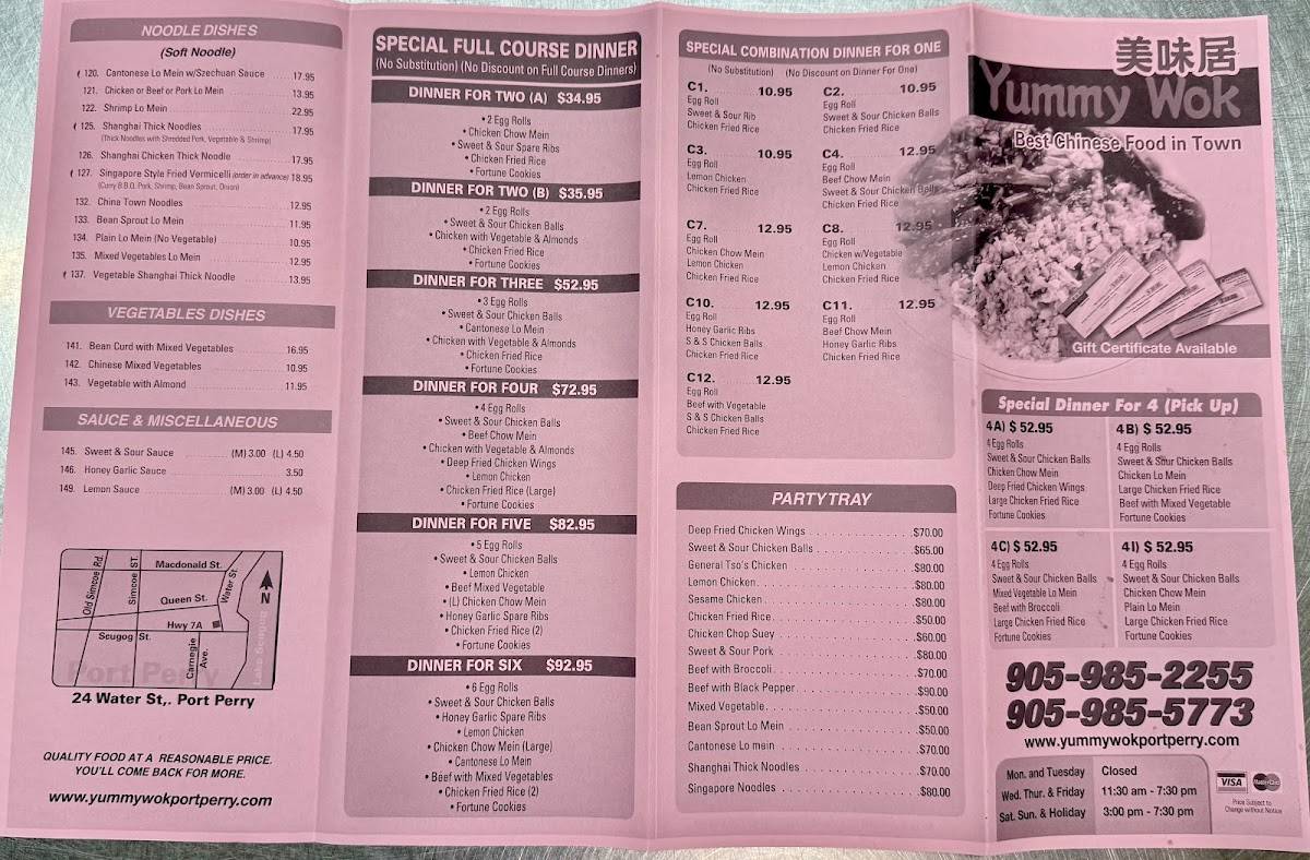 Menu at Yummy Wok restaurant, Port Perry