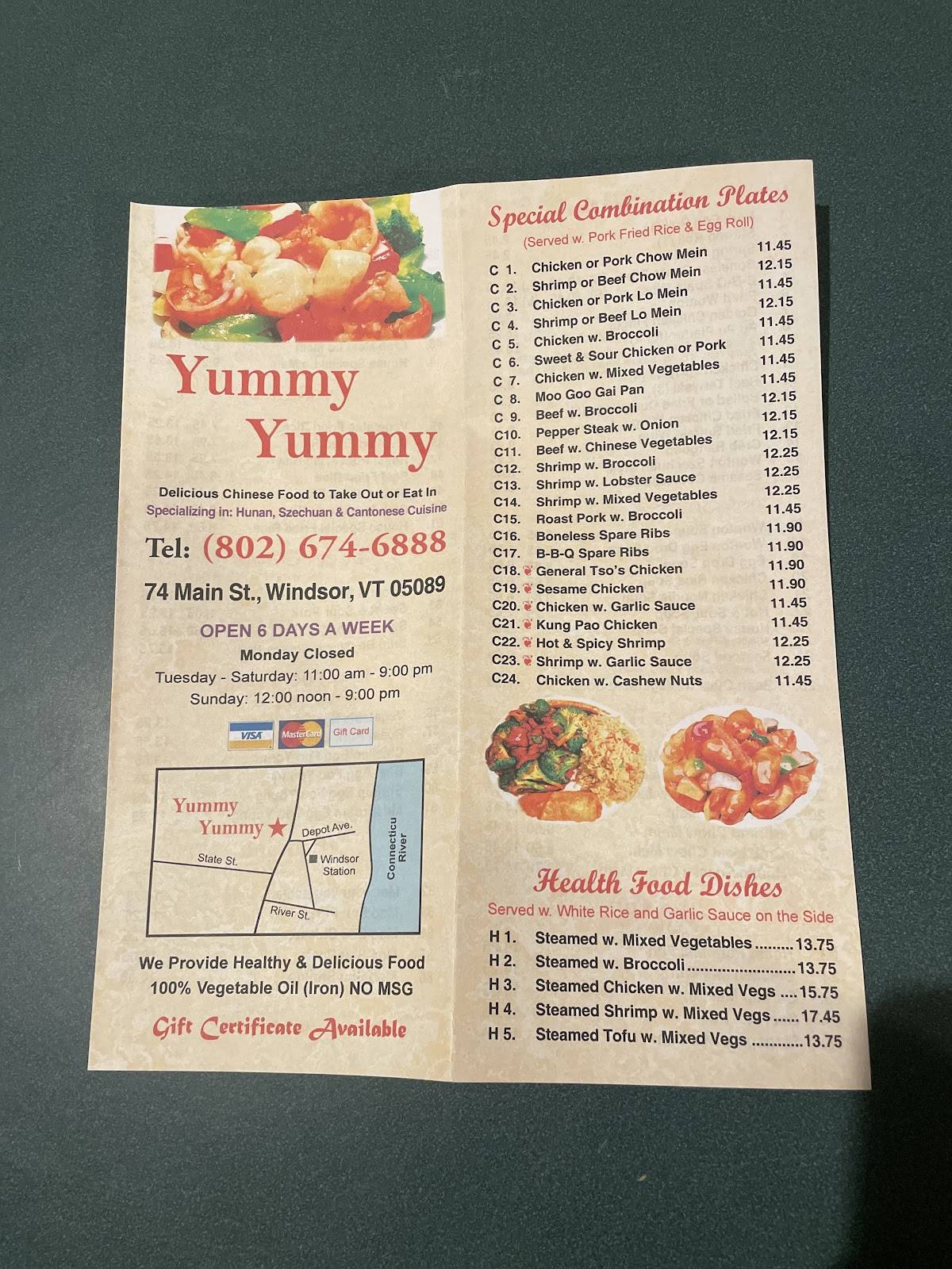 Menu at Yummy Yummy Chinese Restaurant, Windsor
