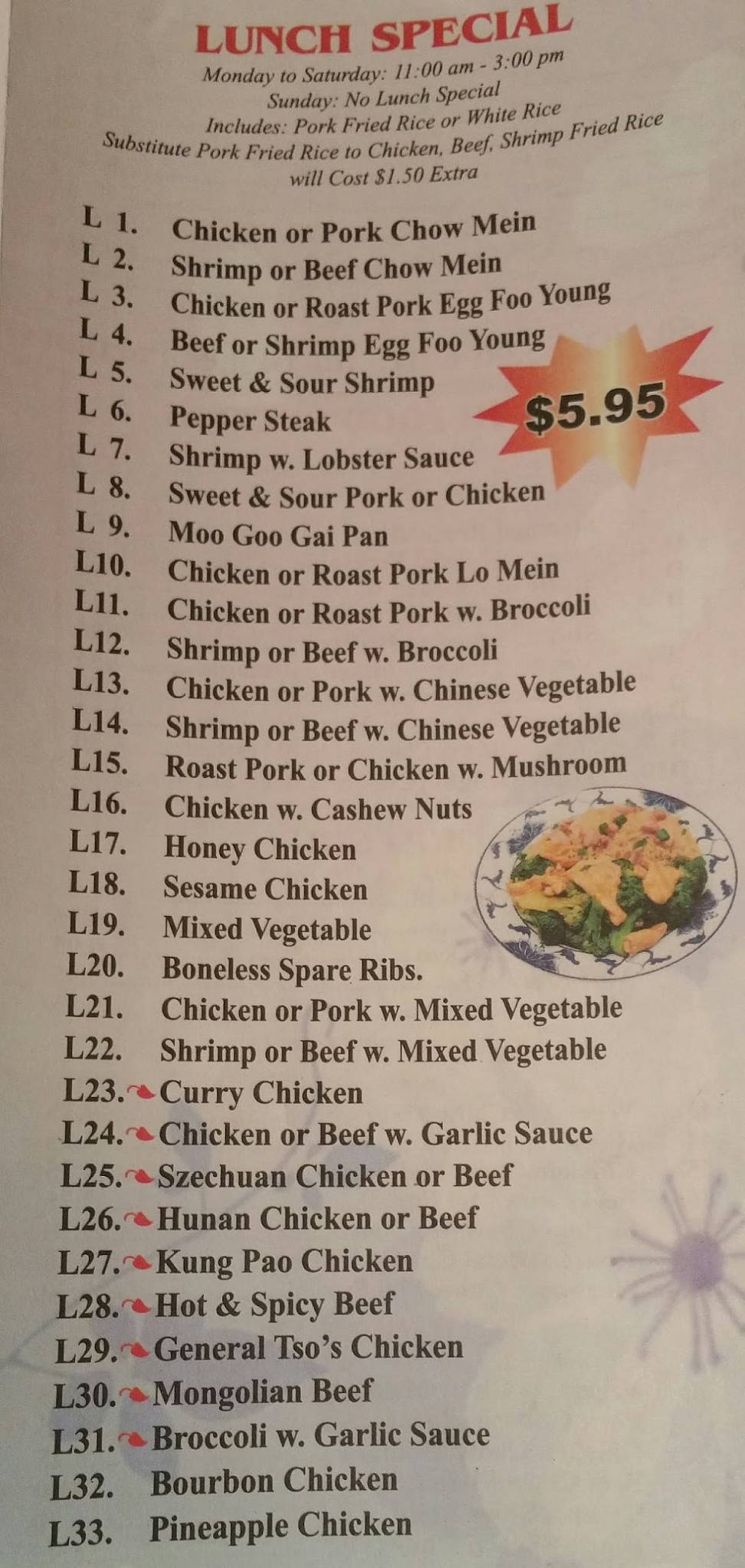 Menu at Yum's restaurant, Lake City
