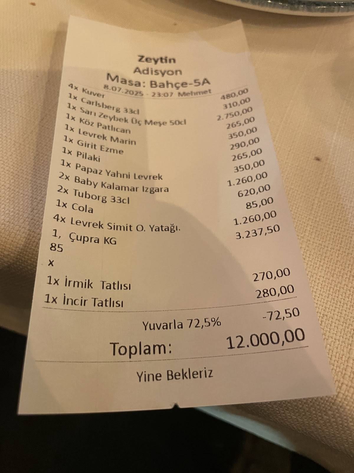 Menu at ZEYTİN TUZLA (BALIK RESTORANI), Darıca