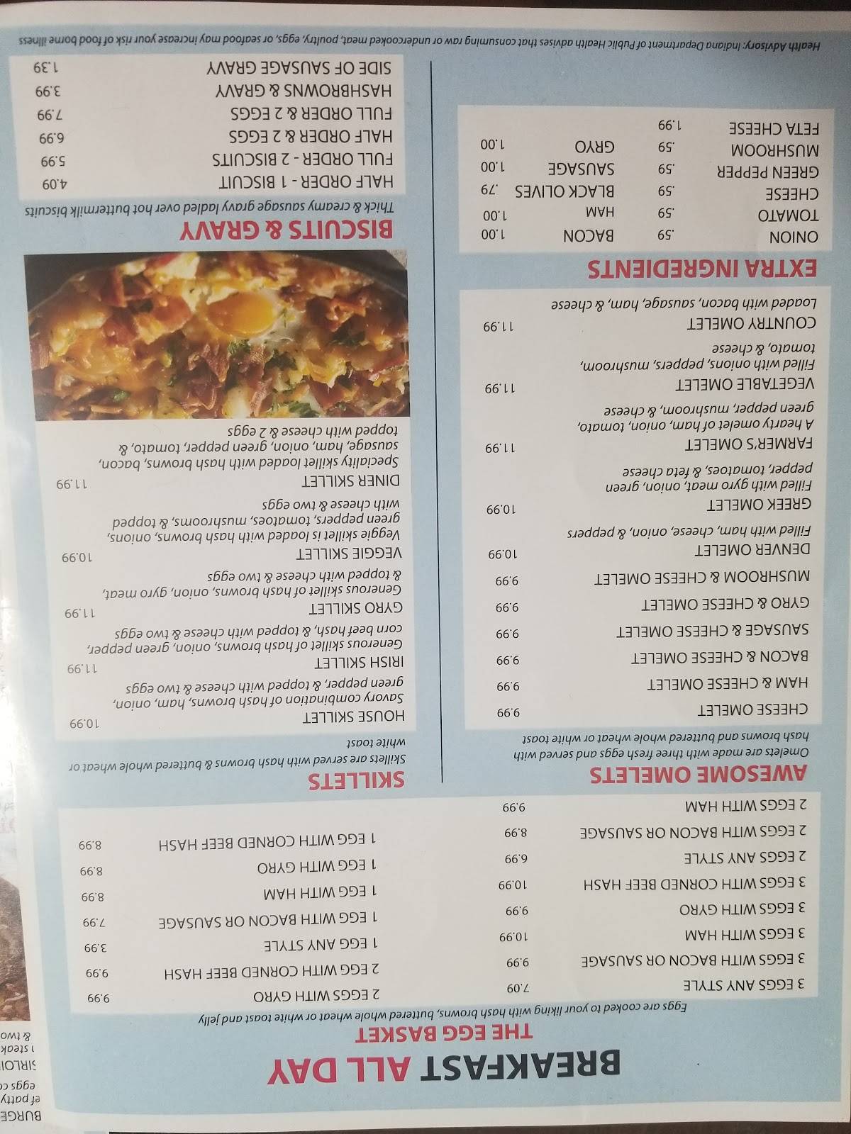 Menu at Zack's Diner restaurant, Fort Branch