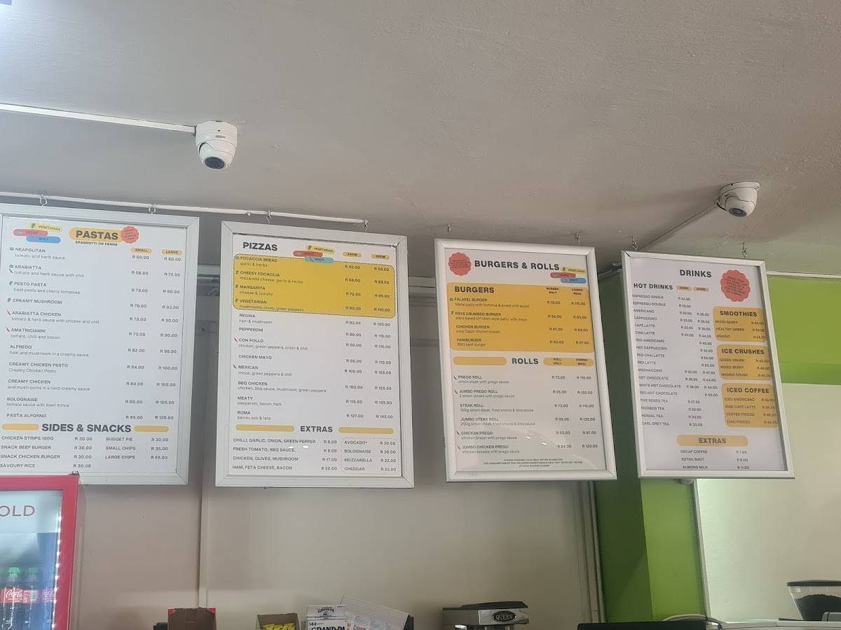 Menu at Zesti Lemonz cafe, Johannesburg, Yale Rd