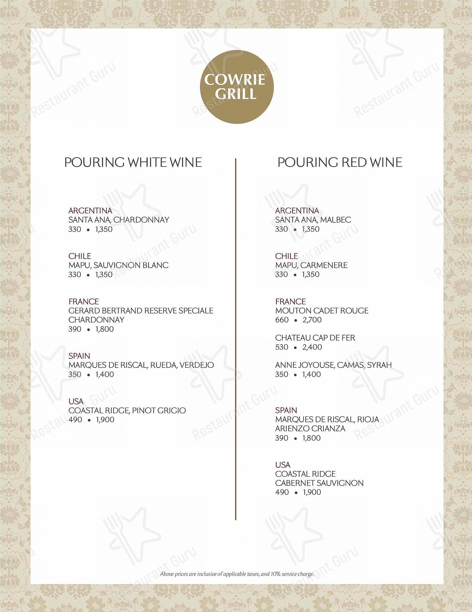 Menu at Cowrie Grill - Greenhills Shopping Center steakhouse, San Juan ...