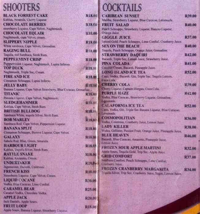 Menu at Grid & Grill restaurant, Benoni