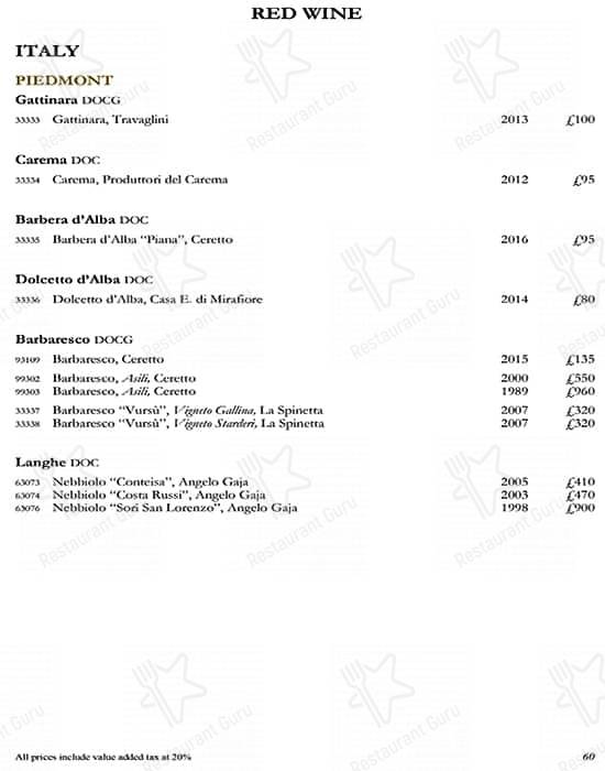 Menu at The Ritz Restaurant, London