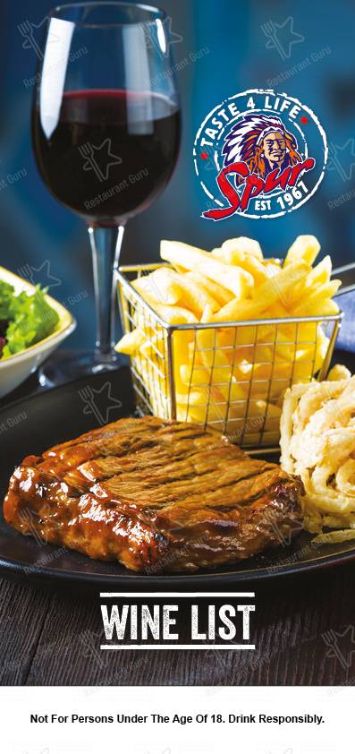 Menu at Red Eagle Spur Steak Ranch restaurant, Pretoria