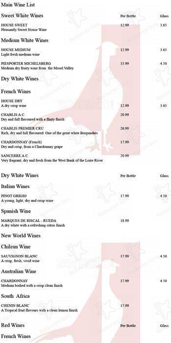 Menu at The Pheasant Inn & Restaurant Heathrow (over 18s only), Hayes ...