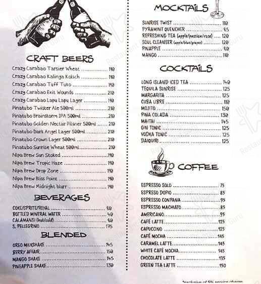 Menu at The Pyramid restaurant, Cebu City