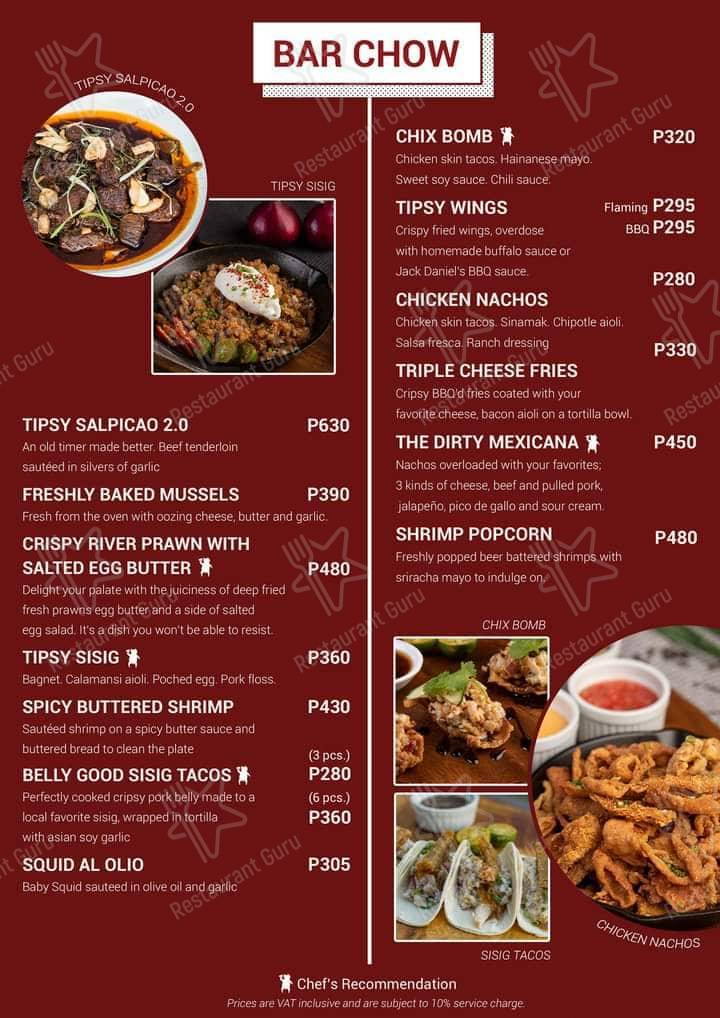 Menu at Tipsy Pig Gastropub, Quezon City