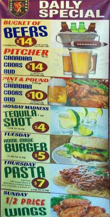 Menu at Tudor Arms Bar & Grill, Pickering