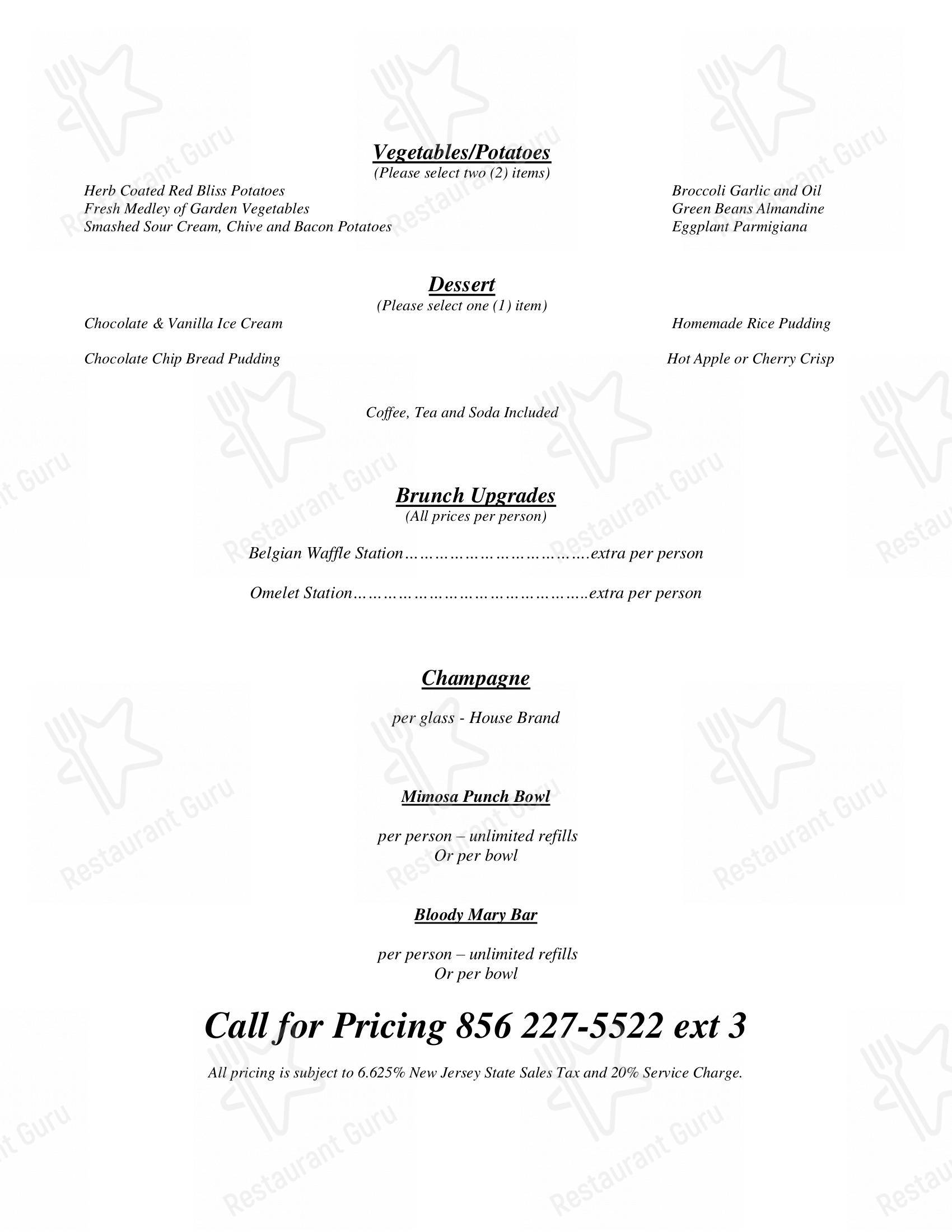 Menu at Divots Restaurant & Lounge, Washington Township
