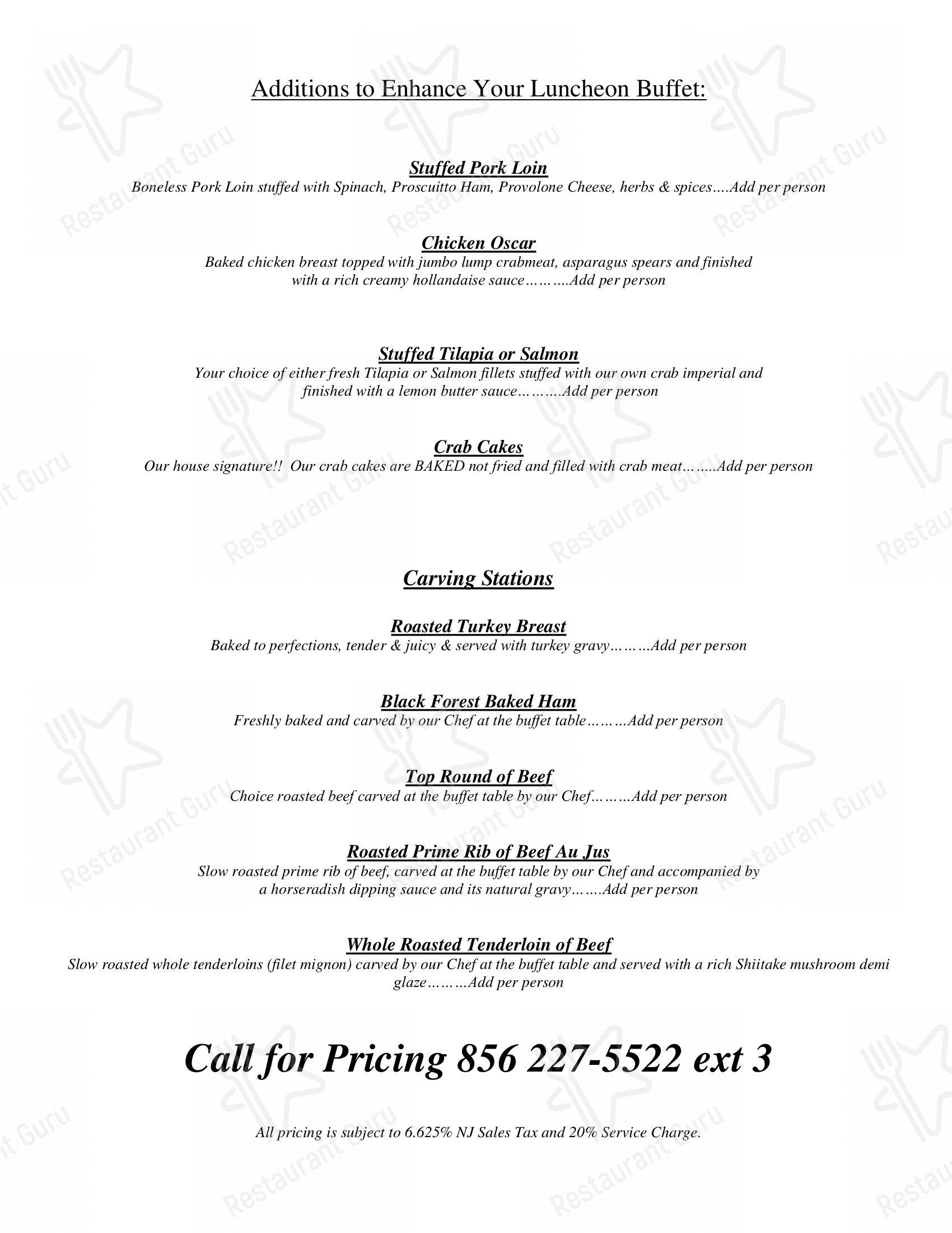 Menu at Divots Restaurant & Lounge, Washington Township