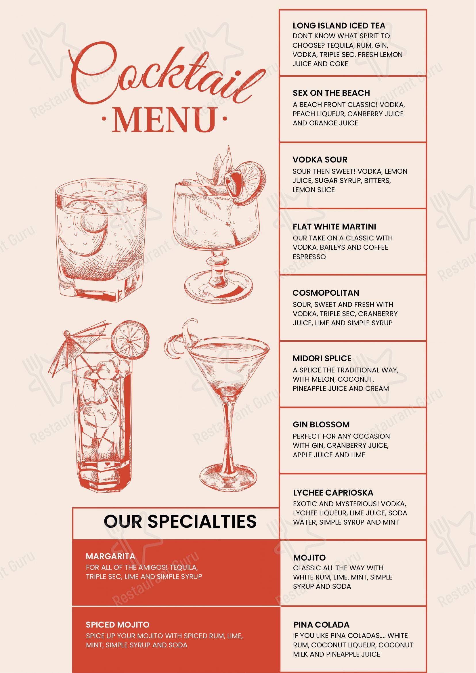 Menu at Hotel Tully pub & bar, Tully