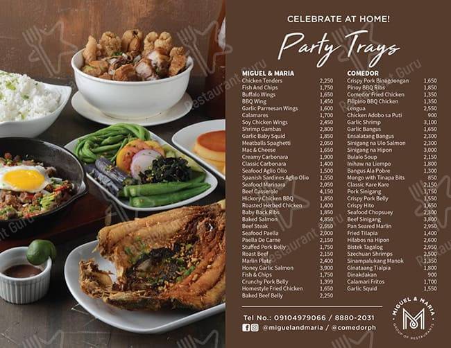 Menu at Comedor by Miguel and Maria restaurant, Marikina, 2f Mayor Gil ...