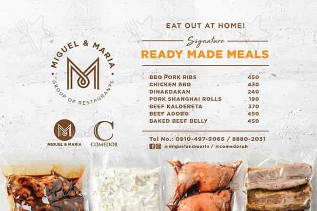 Menu at Comedor by Miguel and Maria restaurant, Marikina, 2f Mayor Gil ...