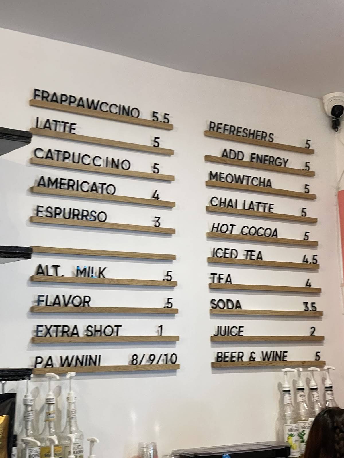 Menu at don't stress meowt - Cat Cafe, Oklahoma City