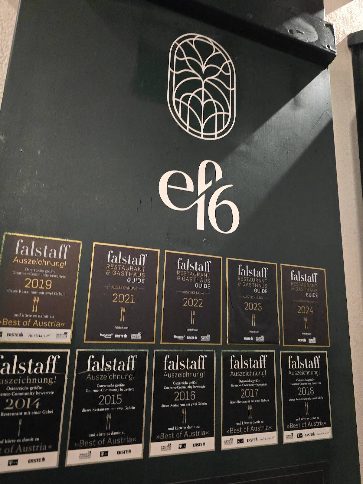 Menu at ef16 Restaurant Weinbar, Vienna
