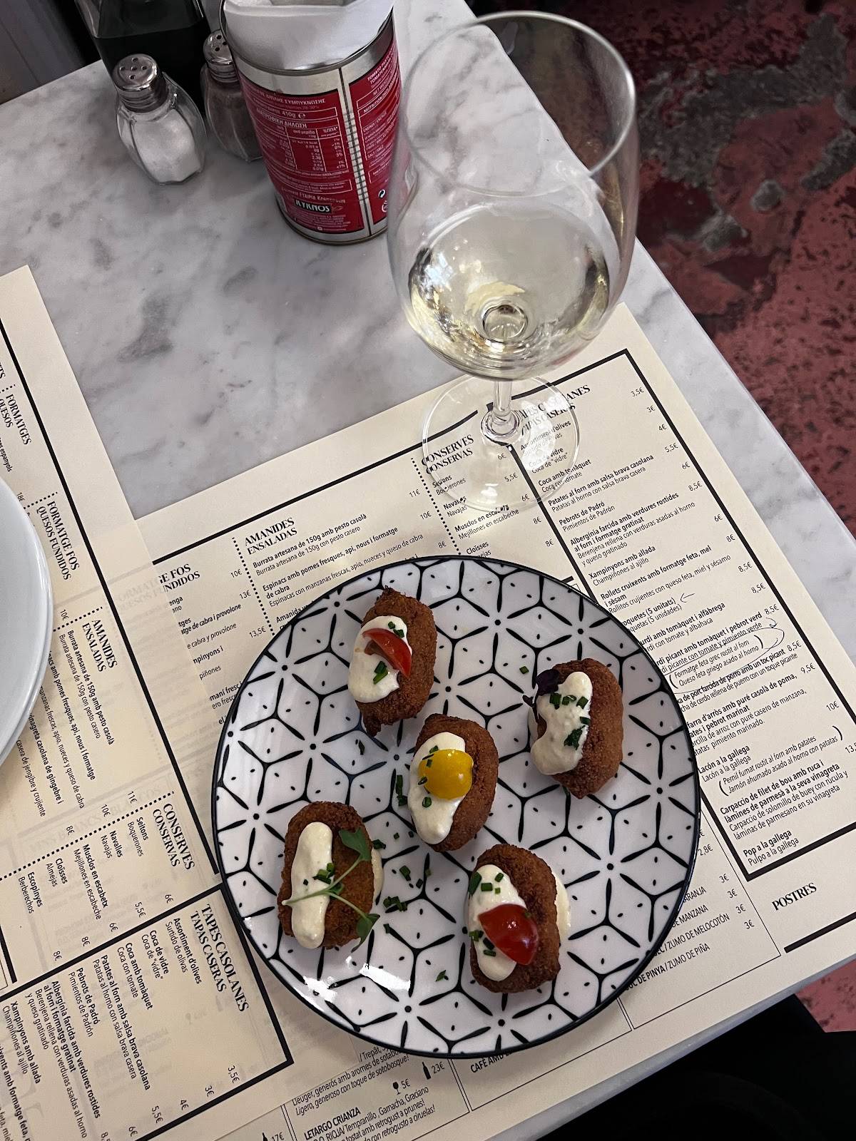 Menu at el SET restaurant, Barcelona, Carrer de l'Esparteria