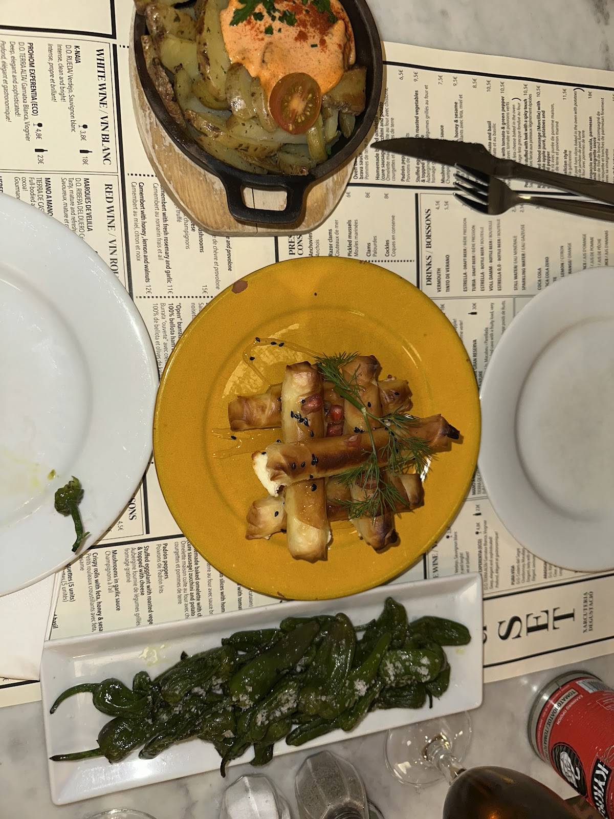Menu at el SET restaurant, Barcelona, Carrer de l'Esparteria