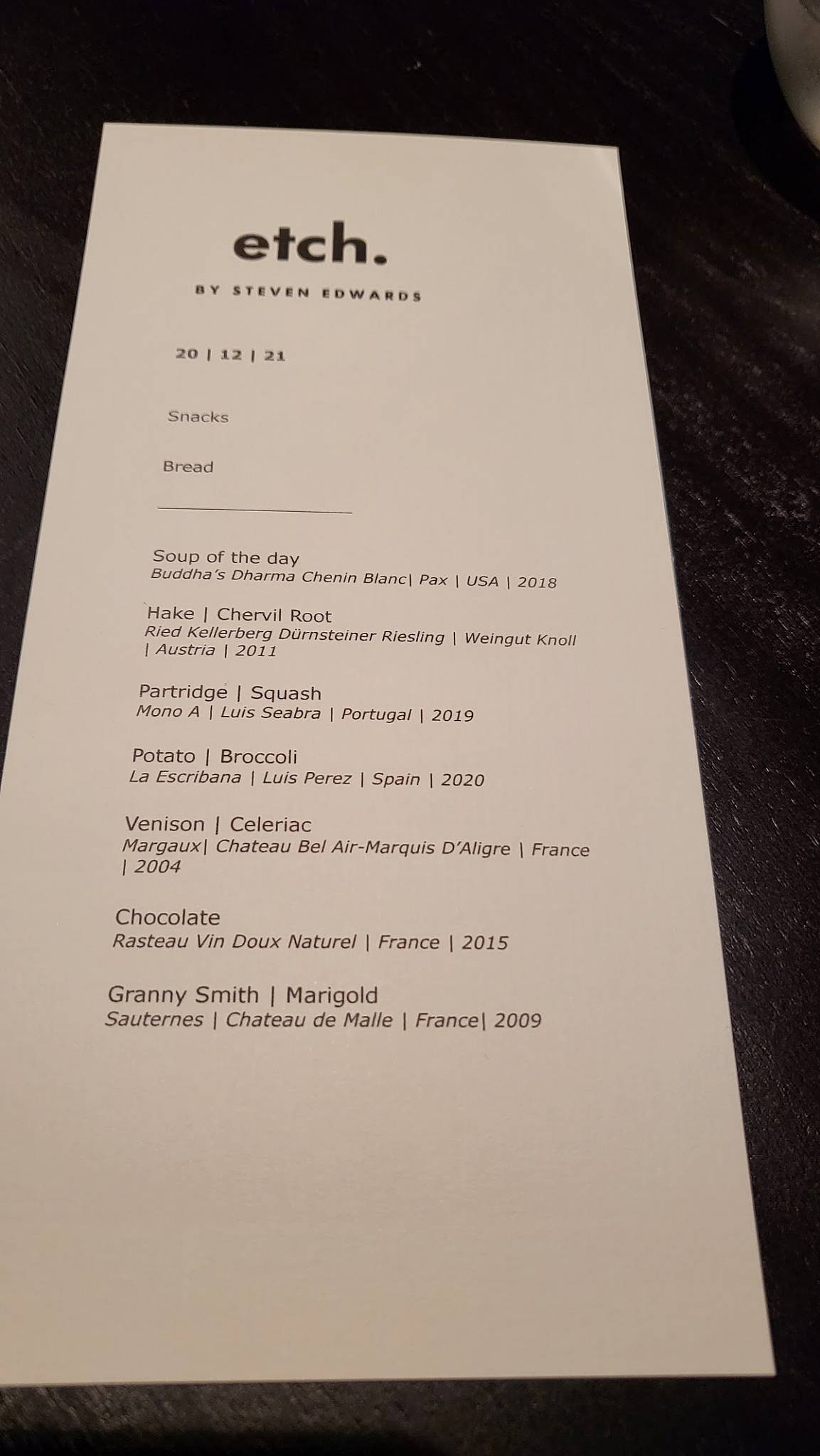Menu at etch. by Steven Edwards restaurant, Hove, 214 Church Rd