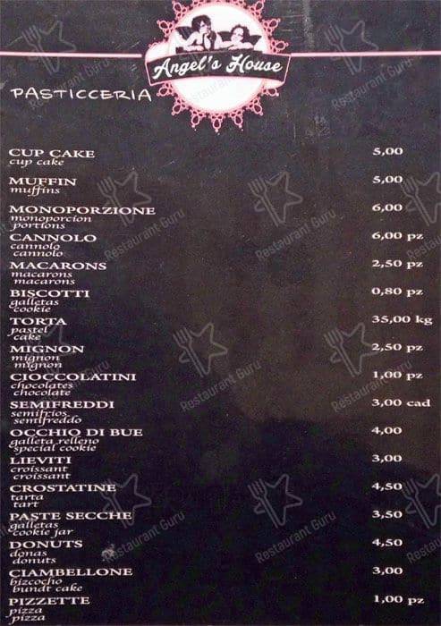 Menu at BAR Cafe And Gelateria Angel's House, Rome