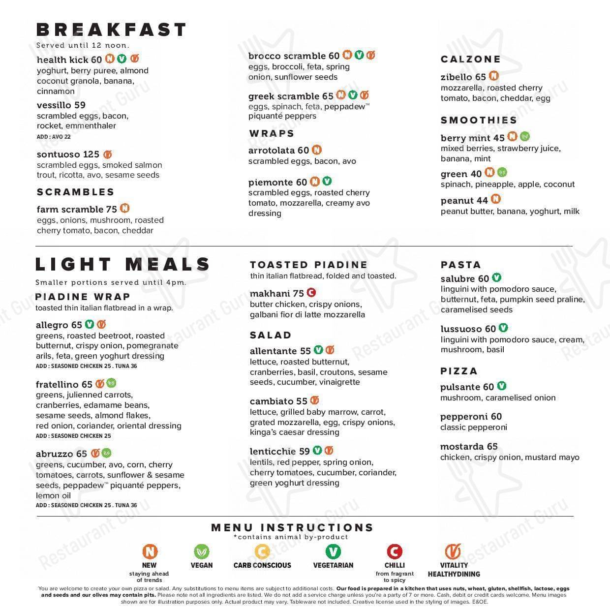 Menu at Col'Cacchio Gateway restaurant, Durban, Shop G320