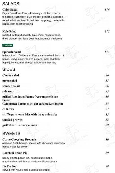 Menu at Curve Lounge pub & bar, Richmond