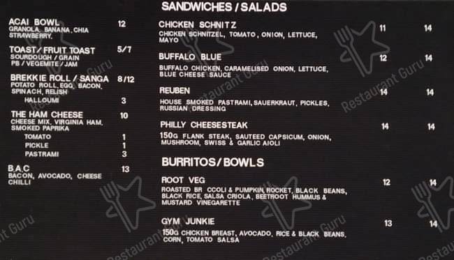 Menu at Einstein’s on Albert cafe, South Melbourne
