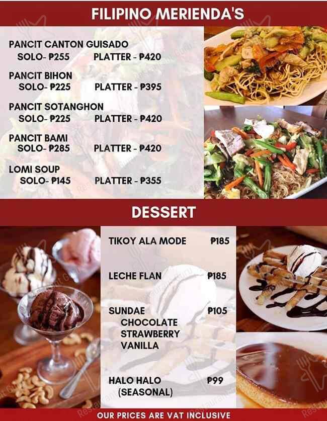 Menu at Entrada restaurant, Tagaytay, 4W3P+84W