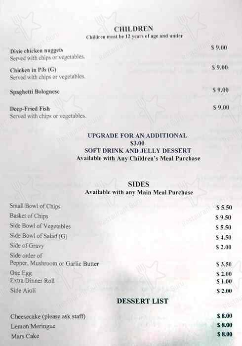 Menu at Epping RSL restaurant, Epping, 195 Harvest Home Rd