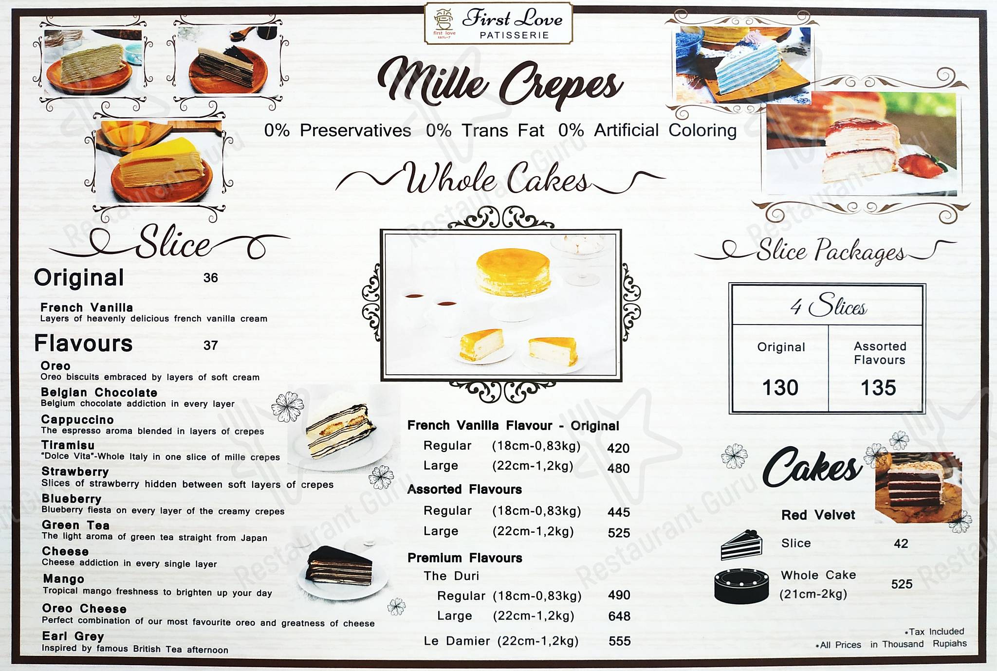 Menu at First Love Patisserie desserts, Jakarta, Lippo Mall Kemang Village