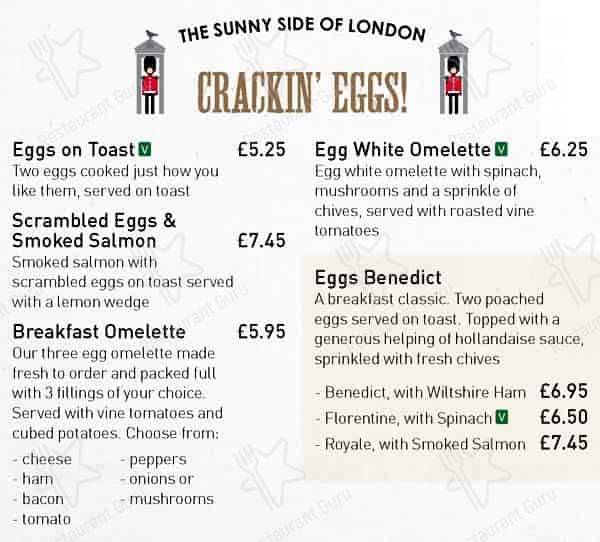 Menu at Garfunkel's restaurant, London, 267 Tottenham Ct Rd