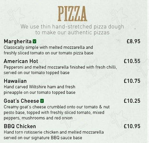 Menu at Garfunkel's restaurant, London, 267 Tottenham Ct Rd