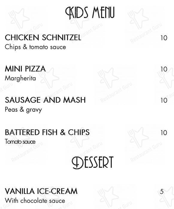 Menu at Golden Gate Hotel pub & bar, South Melbourne